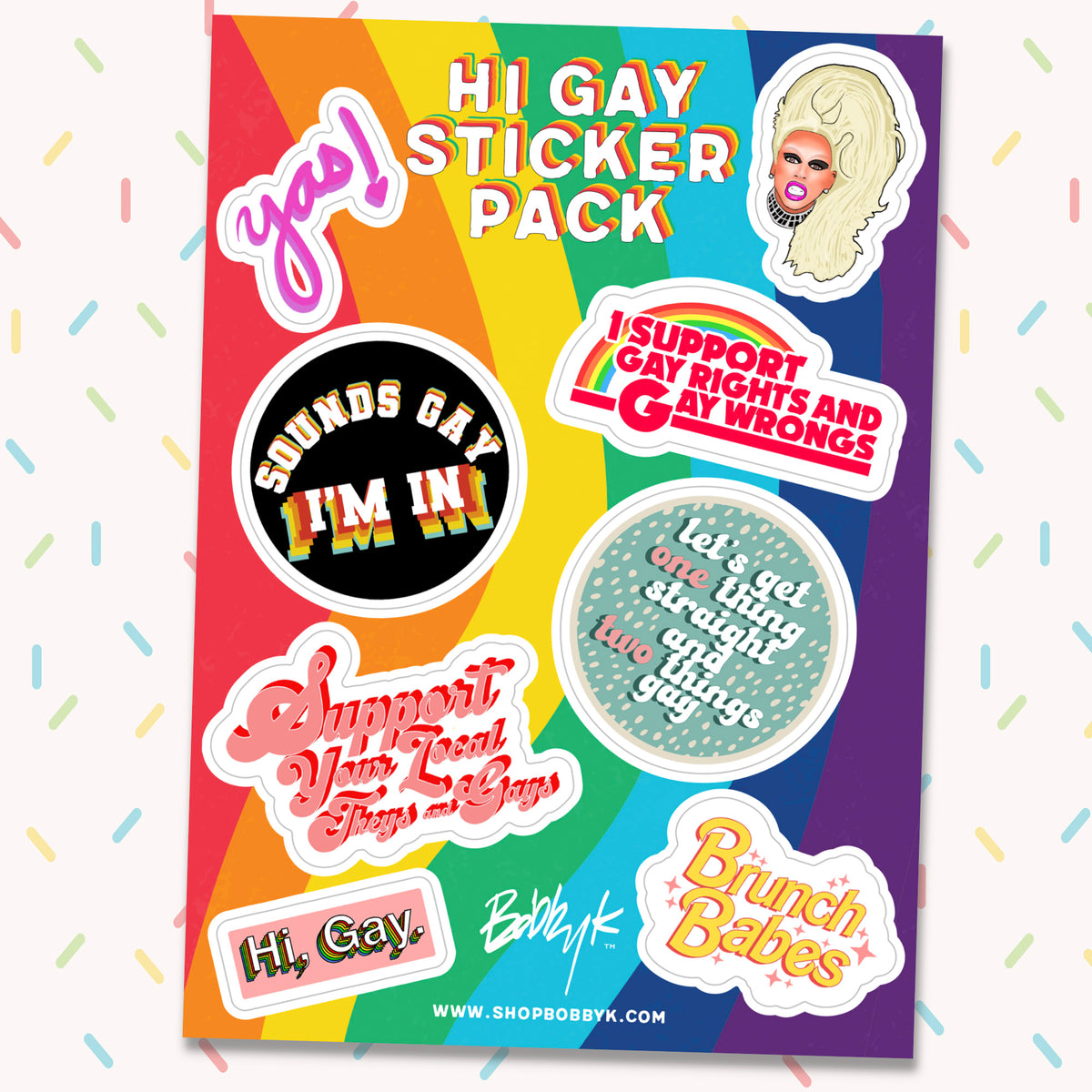 Hi Gay Sticker Pack Sheet – BOBBYK